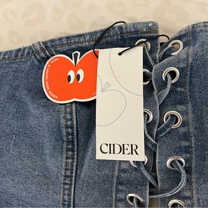 Cider | Tops | Nwt Cider Lace Up Corset Denim Crop Top | Poshmark
